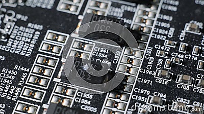 Graphics Card GPU Circuit Board, Capacitors and Fuses, Microchip and ...