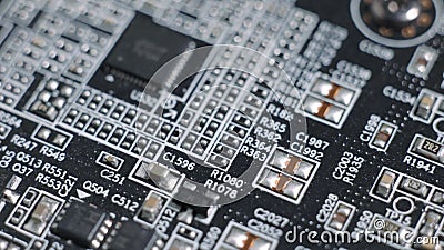 Graphics Card GPU Circuit Board, Capacitors and Fuses, Microchip and ...