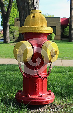 Red And Yellow Fire Hydrant In The Sunshine Stock Image | CartoonDealer ...