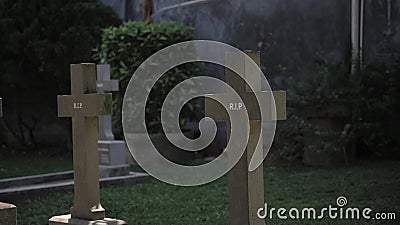 Gravestone in Cemetery with Words RIP Rest in Peace Carved Stock Video ...