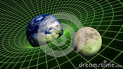 Gravity Field Bend Spacetime Relativity Earth Moon Planets Royalty-Free ...