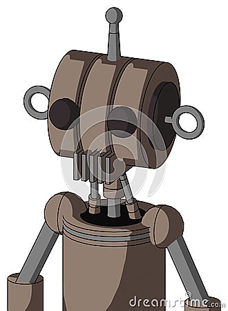 Gray Robot With Multi-Toroid Head And Vent Mouth And Two Eyes And ...