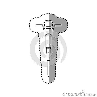 Gray Silhouette Dotted Sticker Demolition Drill Cartoon Vector ...