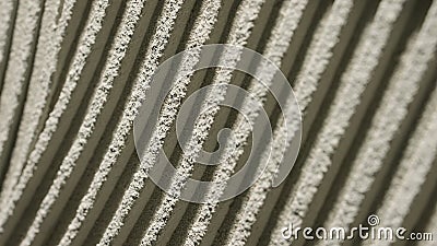 Gray Wall Glue Plaster Comb Surface Prepared for Tiling. Tile Adhesive ...