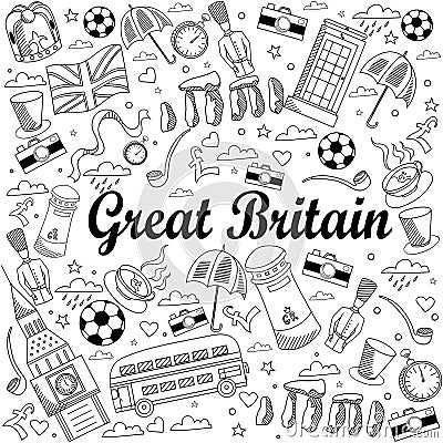 Great Britain Line Art Design Vector Illustration Stock Vector - Image ...