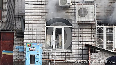 Great Fire. a Lot of Smoke. Put Out the Fire. Big Black Smoke. Stock ...