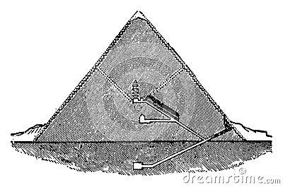 Great Pyramid Section, Pyramid Of Cheops, Vintage Engraving Cartoon ...