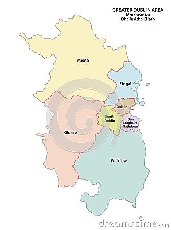 Greater Dublin Area Administrative And Political Vector Map ...