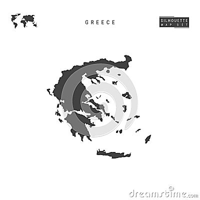 Greece Vector Map Isolated On White Background. High-Detailed Black ...