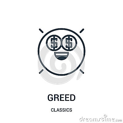 Greed Icon Vector From Classics Collection. Thin Line Greed Outline ...