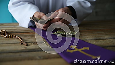 Catholic Priest Counting Money Stock Footage - Video of church, greed ...