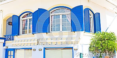 Greek Blue Windows And Shutters. Royalty Free Stock Photography - Image ...