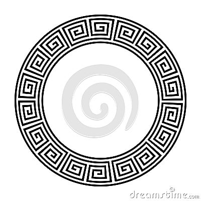 Greek Circle Pattern Border. Vector Round Greek Frame Ornament Ancient ...