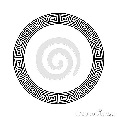 Greek Circle Pattern Border. Vector Round Greek Frame Ornament Ancient ...