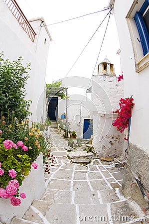 Greek Island Street Scene And Classic Architecture Stock Image ...