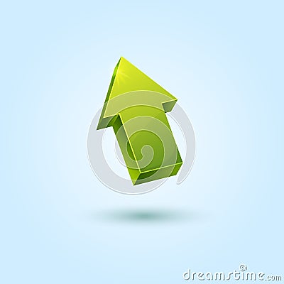 Green 3d Arrow Symbol Isolated On Blue Background Vector Illustration ...