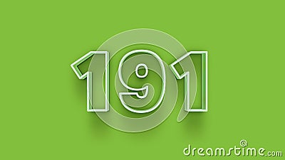 Green 3d Symbol Of 191 Number Icon On Green Background Royalty-Free ...