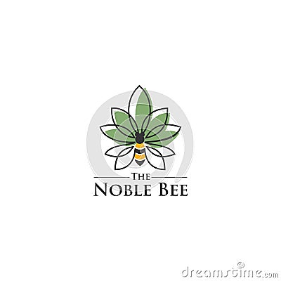 Green Bee Flower Pollination Logo Vector Illustration | CartoonDealer ...