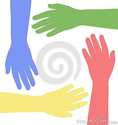 Colored Hands Together, Vector Stock Image - Image: 30239611