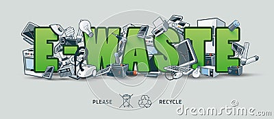 Green E-waste Sign With Electronic Devices Stock Vector - Image: 57670624