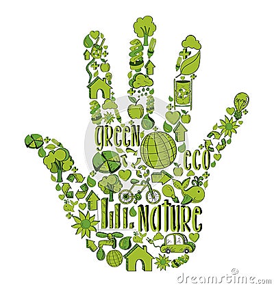 Green Hand With Environmental Icons Stock Image - Image: 32018961