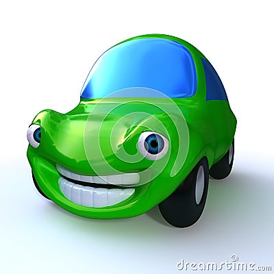 Green Happy Car Isolated Stock Photos - Image: 13348173