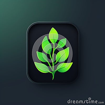 Green Leaf App Icon: Realistic Chiaroscuro Design For Ui Patterns ...