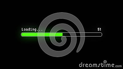 Green Loading Progress Bar Downloading Barloading Screen Pixelated Progress Animation. Status ...