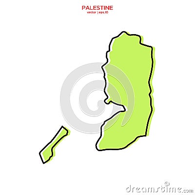 Green Map Of Palestine With Outline Vector Design Template. Editable ...