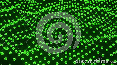 Green Mesh with Glowing Nodes Rotating Technology Futuristic Abstract ...