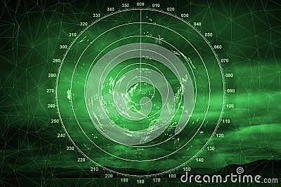 Green Navigation System Screen With Radar Image Stock Photo - Image ...
