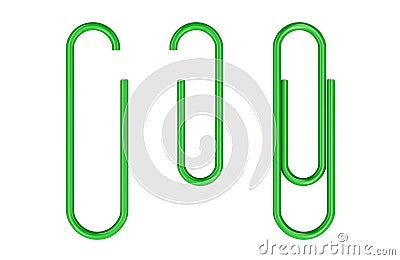 Green Paper Clips With PVC Coated On The Sheet, 3D Rendering Royalty ...