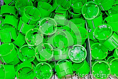 Green Plastic Round Switch Socket, Mount Wall Box For Wiring Royalty ...