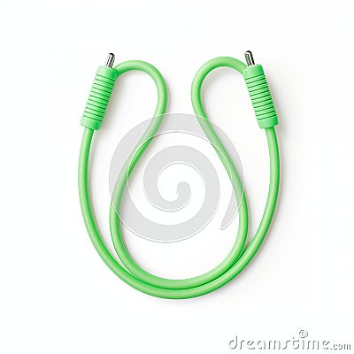 Green RCA Cable Coiled On A White Background Stock Image ...