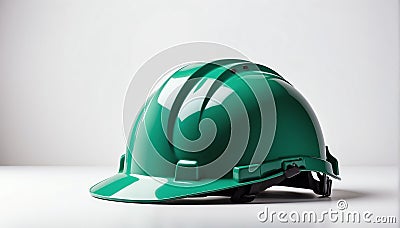 Green Safety Helmet On Plain White Background With Ai Generated Stock ...