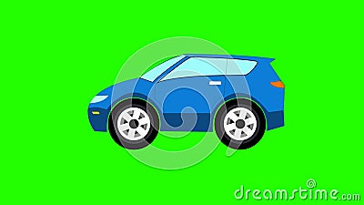 Green Screen Animation of a Blue Car Driving Stock Footage - Video of ...