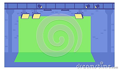Green Screen Stage. Chroma Key Backstage For Film Production Vector ...