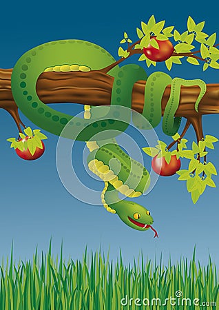 Green Snake Queen cartoon stock illustration. Illustration of animal ...