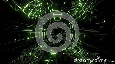 Green Wireframe Design with Nice Reflection 3d Rendering Background ...