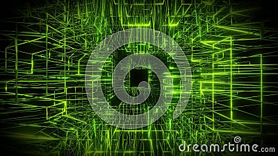 Green Wireframe Visual Loop Design Background 3d Rendering Stock Video ...