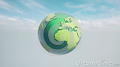 Green World Map Earth Rotate on Cloud Back Environment Nature Blue ...