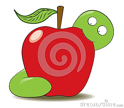 Green Worm Eating Apple Stock Photos - Image: 25659553