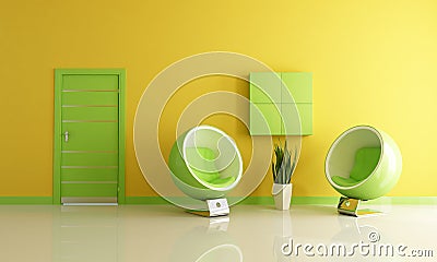 Green And Yellow Living Room Stock Photo - Image: 11497220