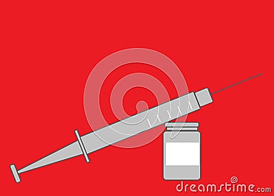 A Greyish Injection Syringe Needle Resting On A Vaccine Vial Phial ...