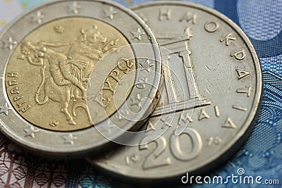Grieks En Euro Geld Stock Foto - Afbeelding: 56329405