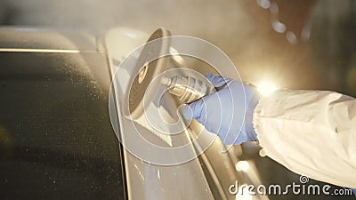 The Grinding Primered Car Surface with Grind Machine. 4K Stock Video ...