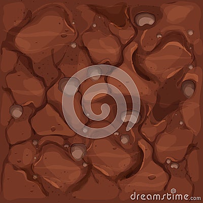 Ground Texture, Soil Top View In Cartoon Style With Stones And Texture ...