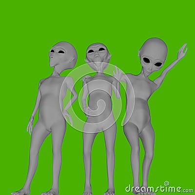 Group Of Aliens On Green Background Royalty-Free Illustration ...
