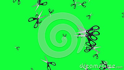 Group of Animated Scissors Elements on Green Screen, Seamless Loop ...