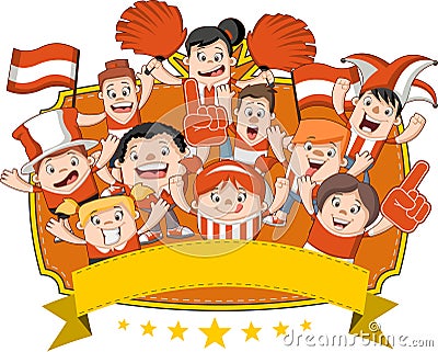 Group Of Cartoon Sport Fans Stock Vector - Image: 69946989